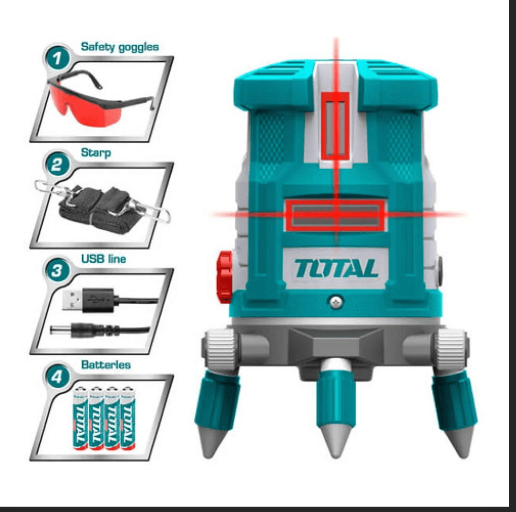 ميزان 5 خط 30 متر ليزر احمر من توتال TLL306505 | dukansaadtools